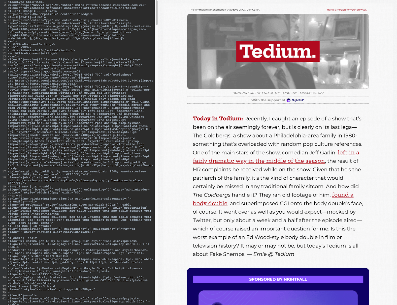 My First Ad: Email Advertising in Tedium by Ernie Smith - Paved Blog
