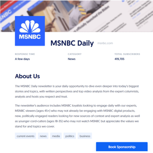 NBC Newsletter Sponsorships on Paved